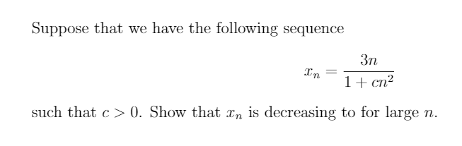 Solved Suppose that we have the following sequence In 3n | Chegg.com
