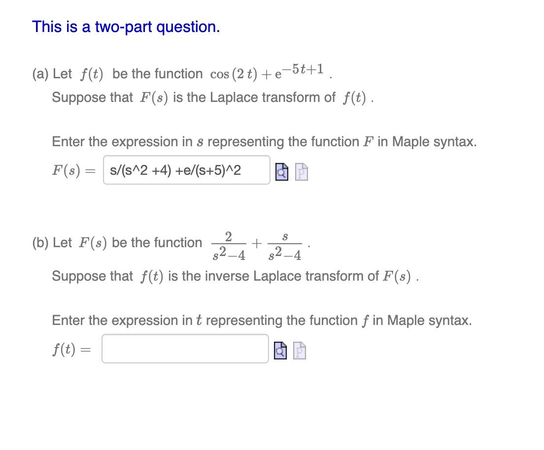 Solved This is a two-part question. (a) Let f(t) be the | Chegg.com