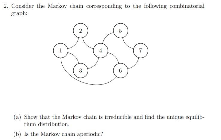 Solved 2. Consider the Markov chain corresponding to the | Chegg.com