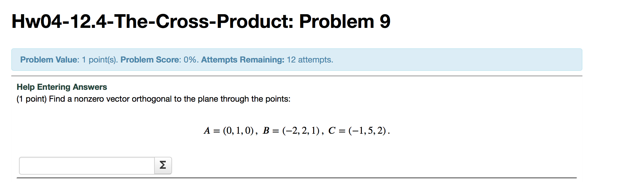 Solved Hw04-12.4-The-Cross-Product: Problem 8 Problem Value: | Chegg.com