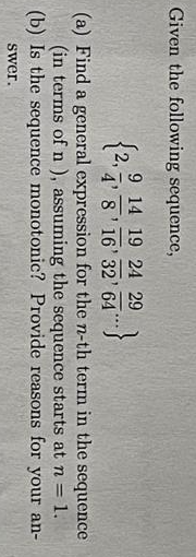 Solved Given the following sequence, | Chegg.com