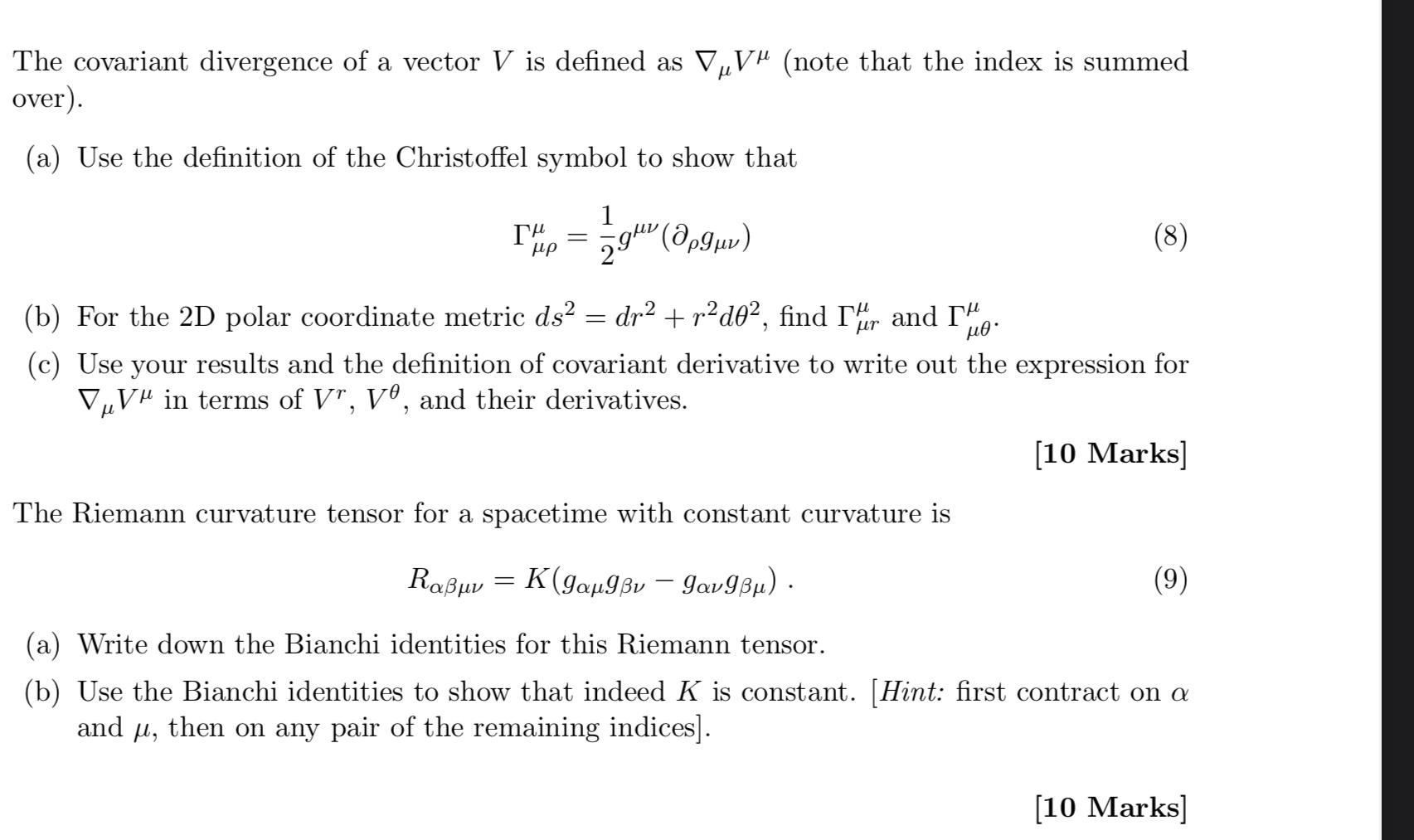 Solved The covariant divergence of a vector V is defined as | Chegg.com