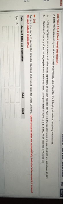 Solved Exercise 10-4 (Part Level Submission) In performing | Chegg.com