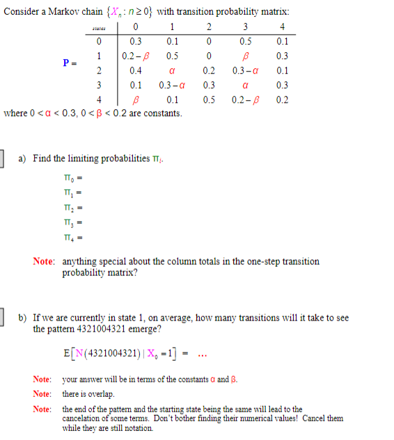 Solved Consider a Markov chain {Xn:n≥0} with transition | Chegg.com