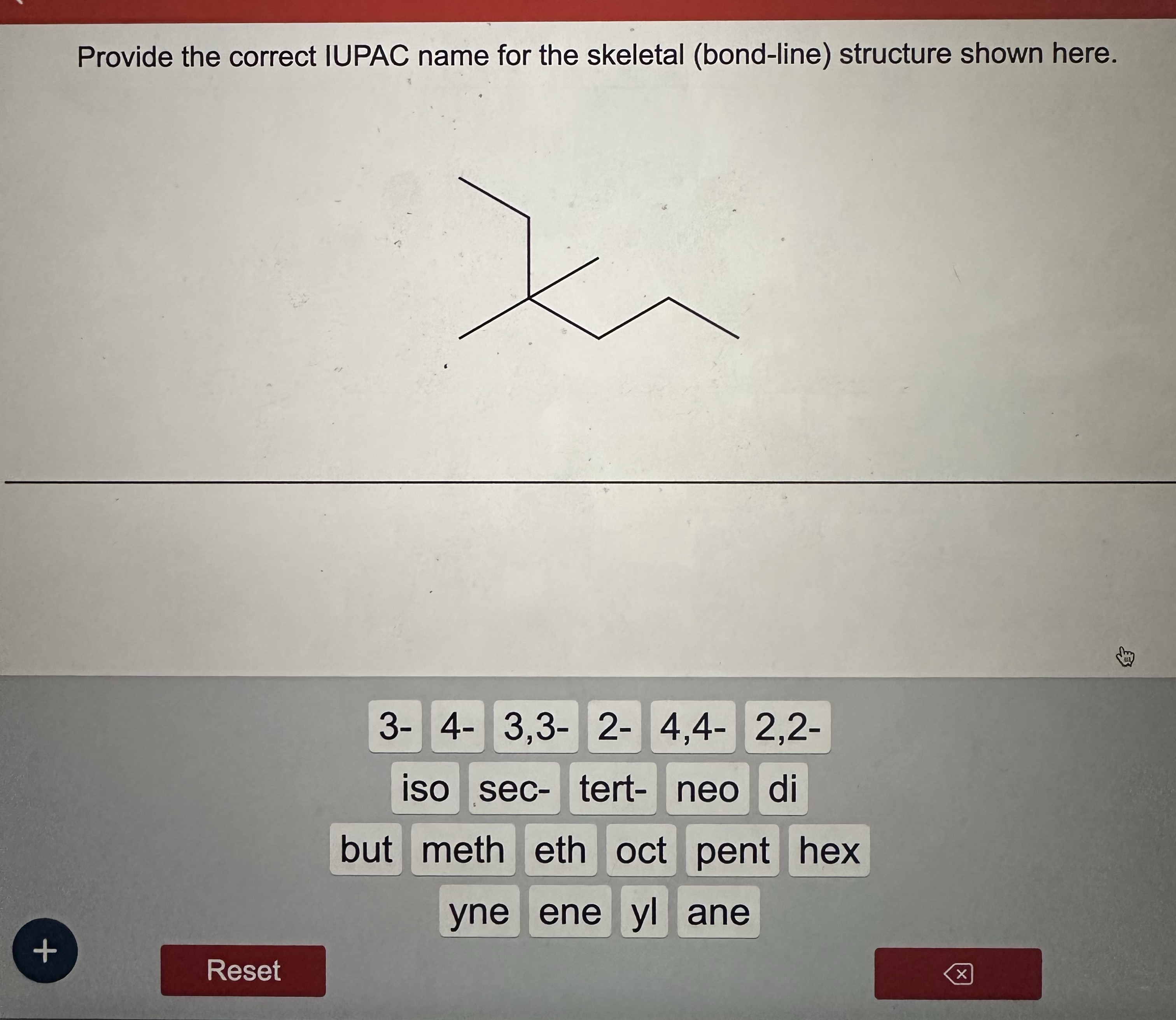 Solved Provide the correct IUPAC name for the skeletal | Chegg.com