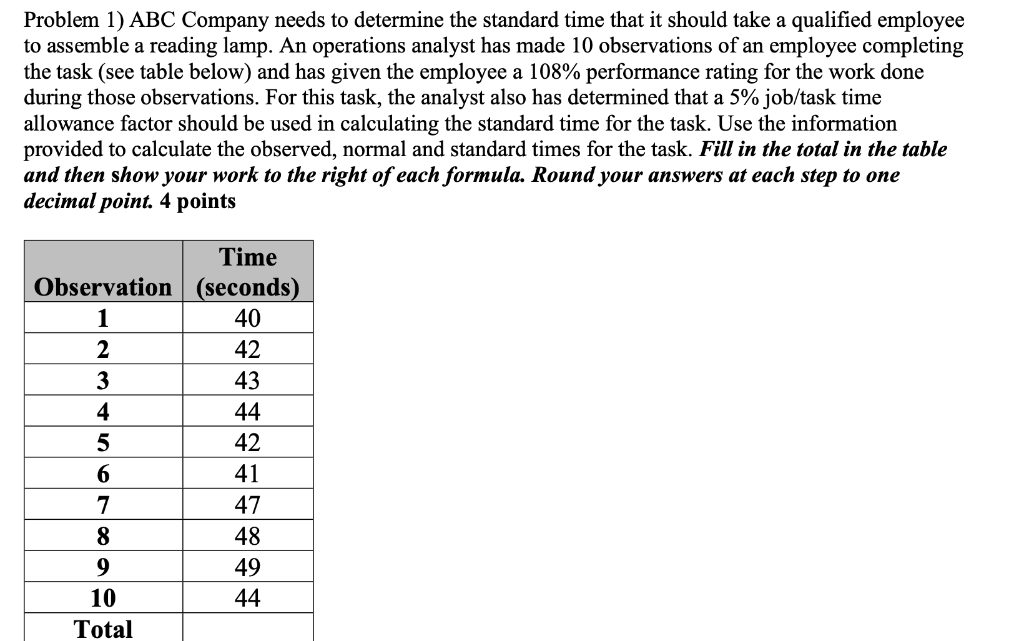 Solved Problem 1) ABC Company needs to determine the | Chegg.com