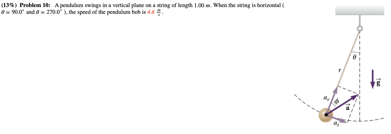 Solved Determine the direction of the pendulum bob's total | Chegg.com