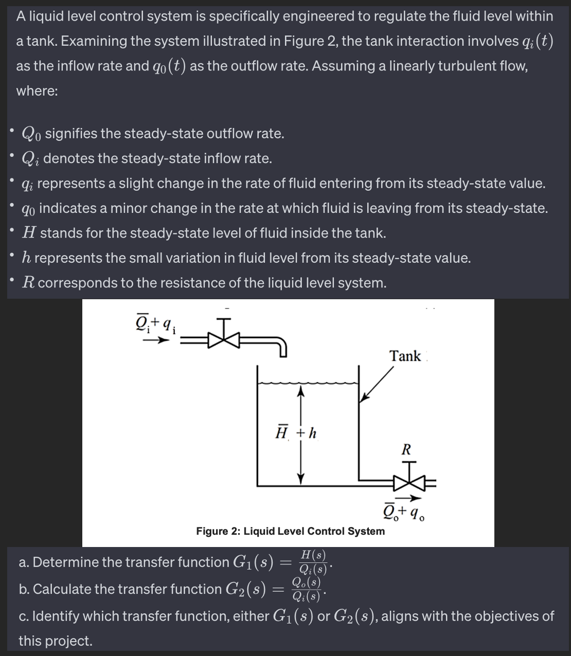 Solved A liquid level control system is specifically | Chegg.com
