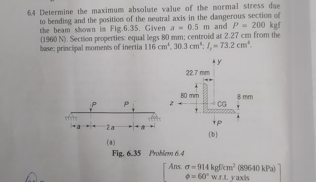 Solved asymmetrical bending problem Reference l S Srinath | Chegg.com
