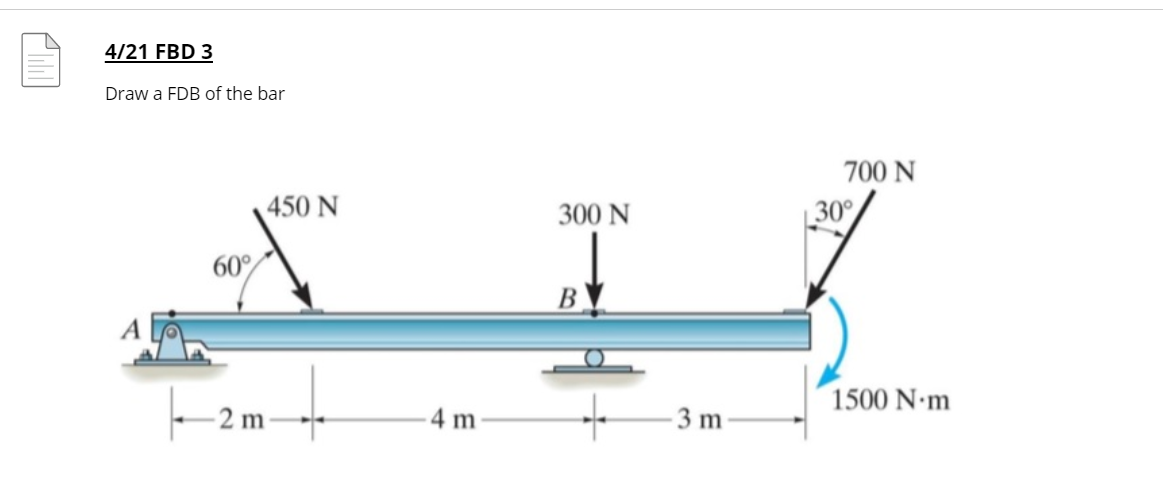 Solved 4/21 - FBD 1 Draw FDB of upper green piece d3d4 | Chegg.com