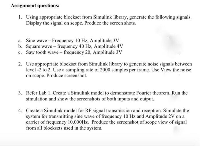 Solved Assignment questions: 1. Using appropriate blockset | Chegg.com