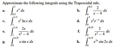 Solved Approximate the following integrals using the | Chegg.com
