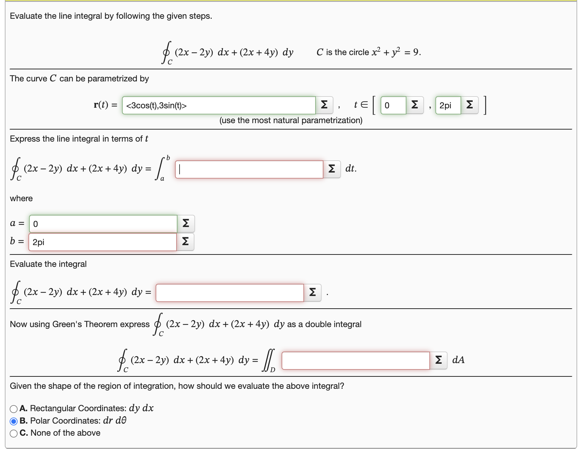 Solved Evaluate the line integral by following the given | Chegg.com