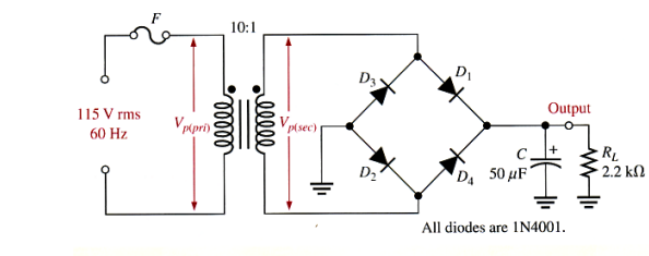 Solved All diodes are 1 N4001. | Chegg.com
