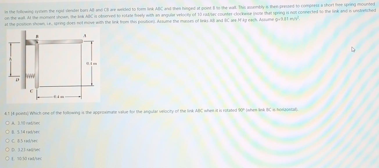 Solved In the following system the rigid slender bars AB and | Chegg.com