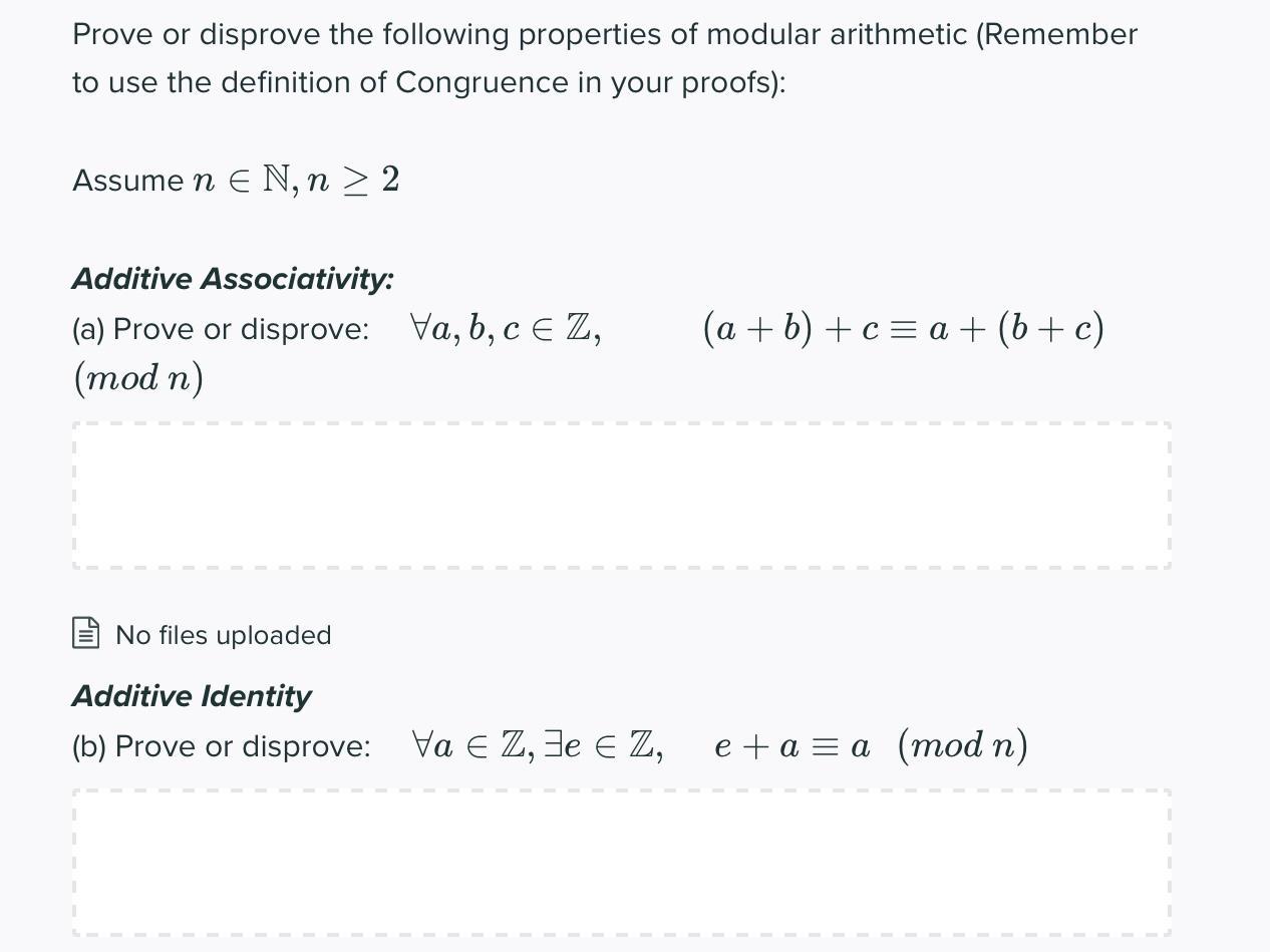 Solved Prove or disprove the following properties of modular | Chegg.com