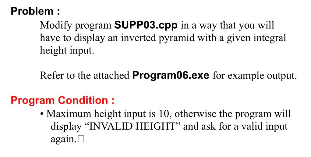 Problem Modify Program Supp03 Cpp In A Way That You