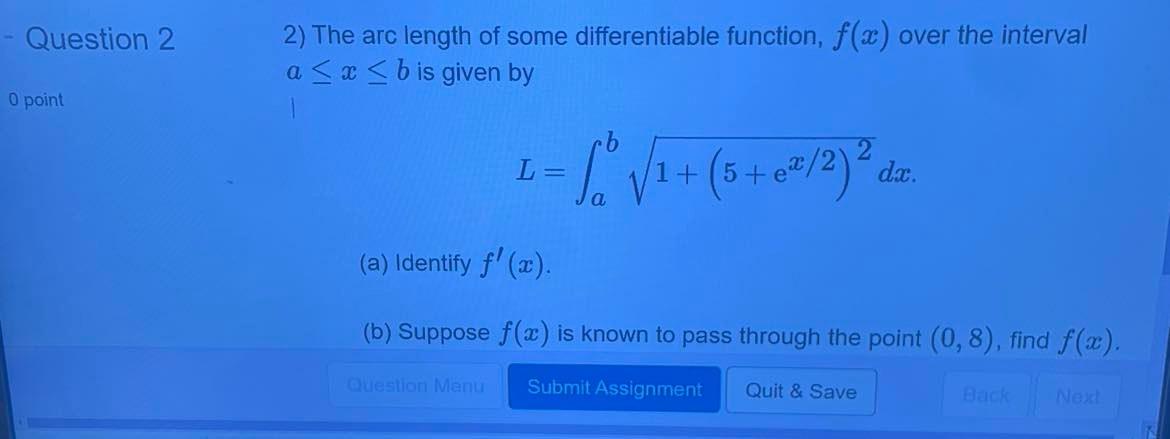 Solved Question 2 2) The arc length of some differentiable | Chegg.com