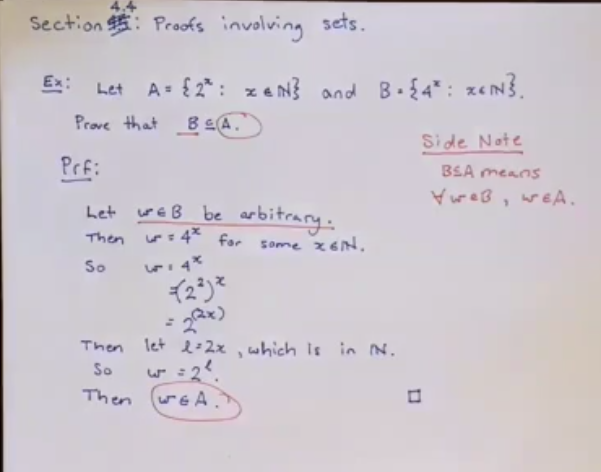 Solved Proofs Involving Sets Im Providing An Example Of
