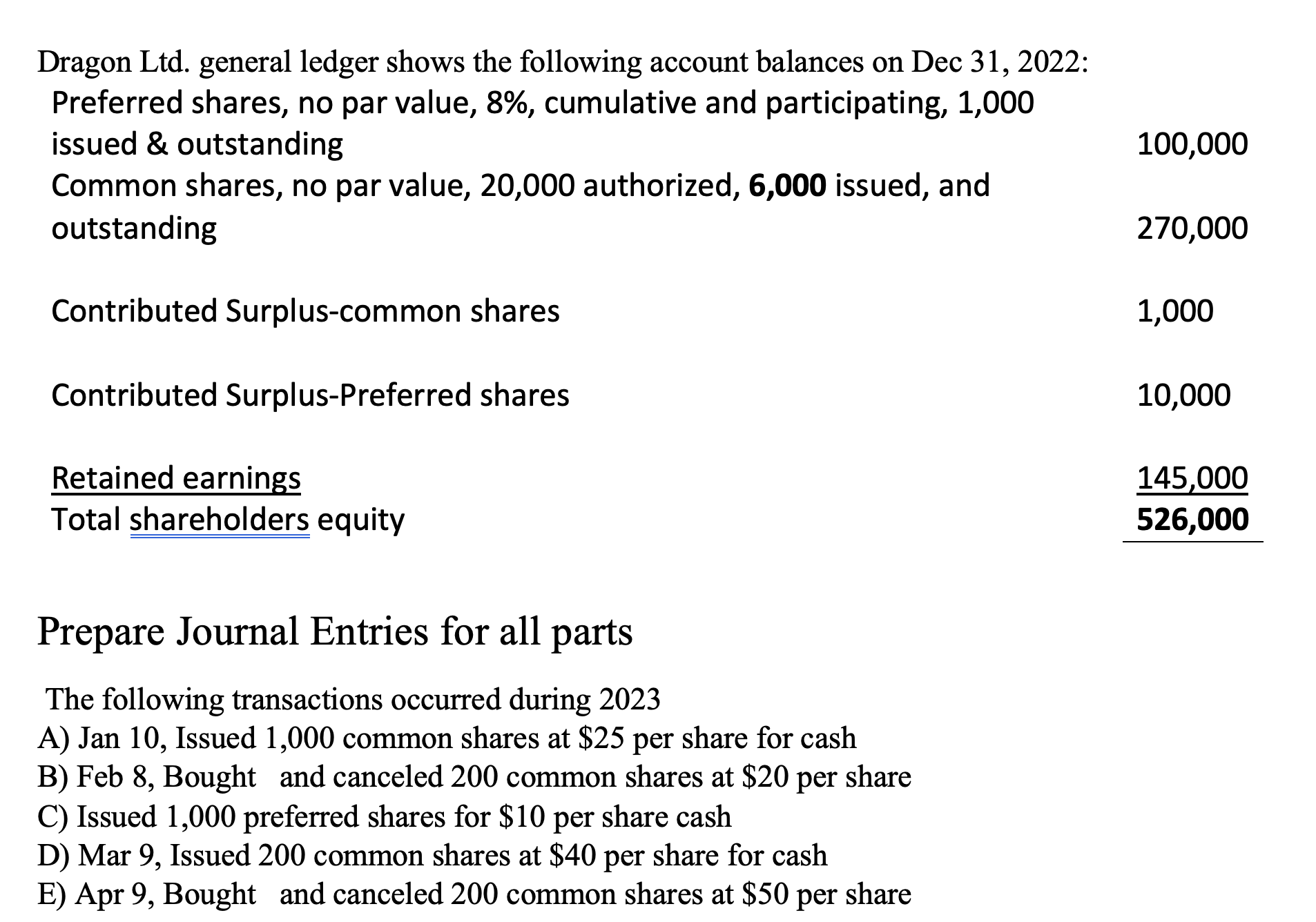 Solved Use these Journal Entries to Helpa) Dr. Cash Cr. | Chegg.com