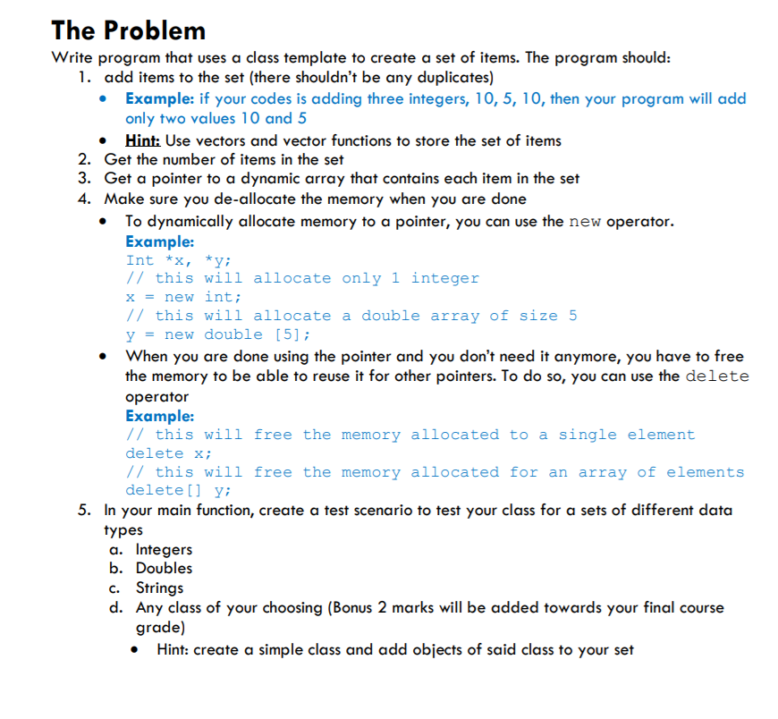 Solved The Problem Write program that uses a class template | Chegg.com