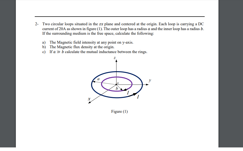 Solved 2- Two circular loops situated in the zx plane and | Chegg.com