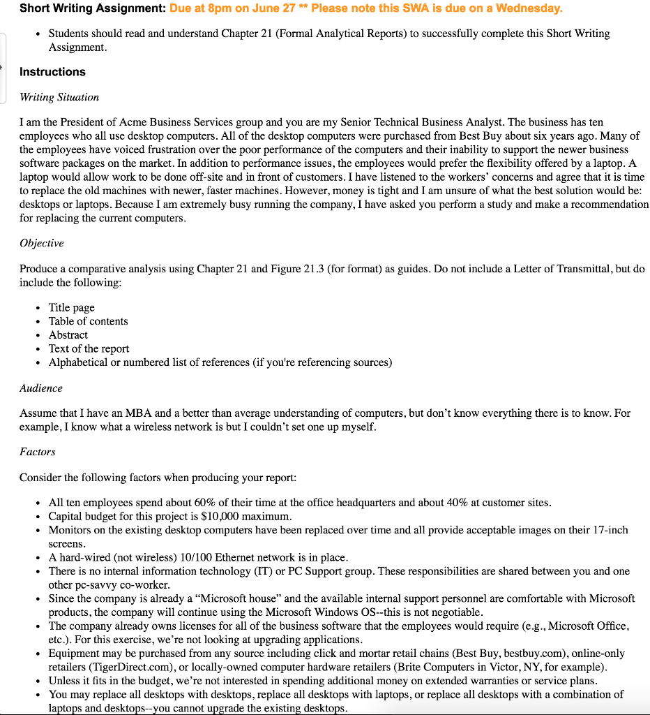 Short Writing Assignment: Due at 8pm on June 27 * | Chegg.com