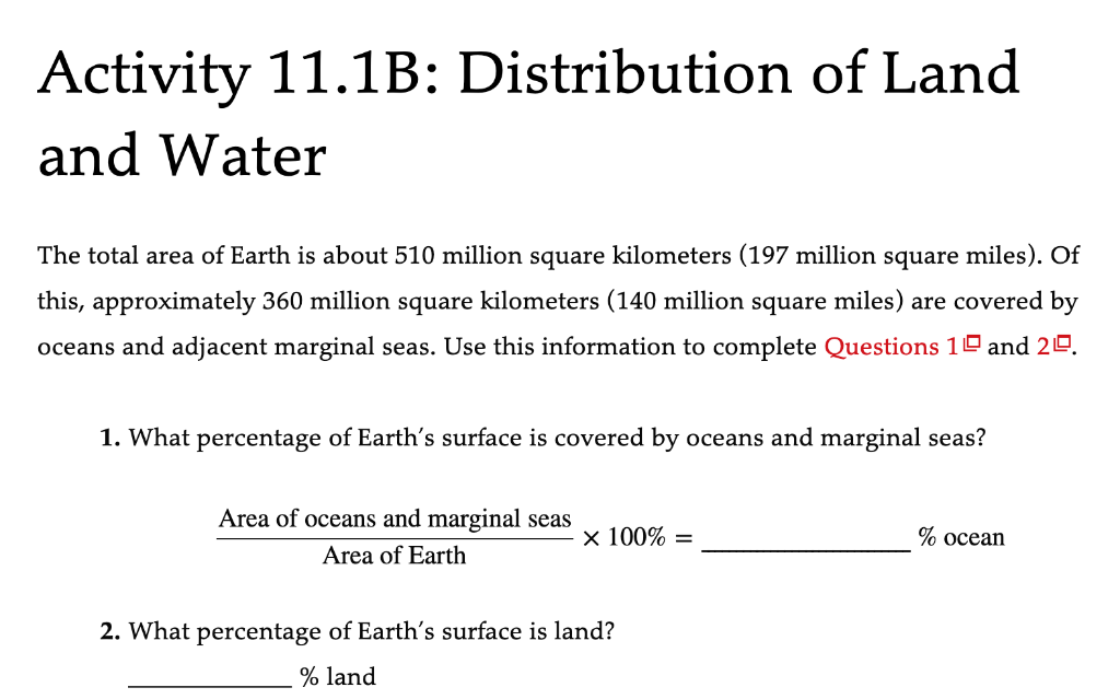 Solved 1. Refer to a globe, a wall map of the world, or an | Chegg.com