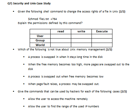 Solved 97) Security and Unix Case Study Given the following | Chegg.com