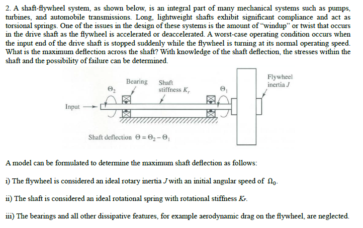 Solved 2. A shaft-flywheel system, as shown below, is an | Chegg.com