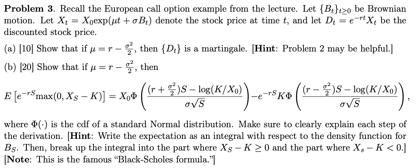 Solved Problem 3. Recall the European call option example | Chegg.com