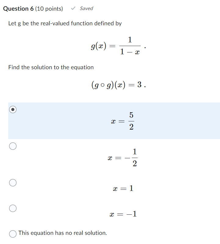 Solved Let g be the real-valued function defined by | Chegg.com