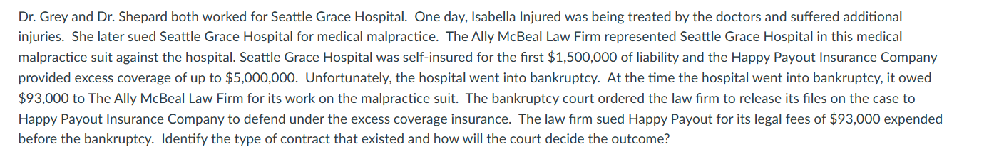 Solved Dr. Grey and Dr. Shepard both worked for Seattle | Chegg.com