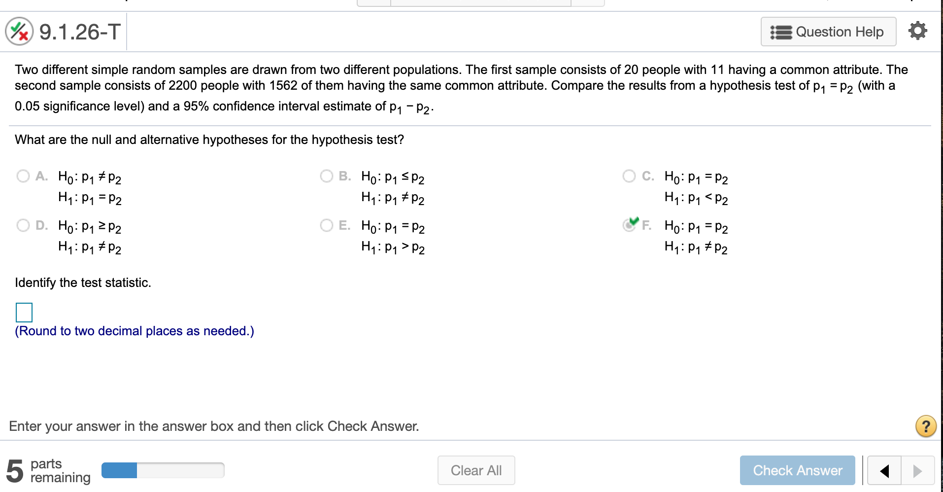 Solved P Value Test Statistic The Confidence Interval
