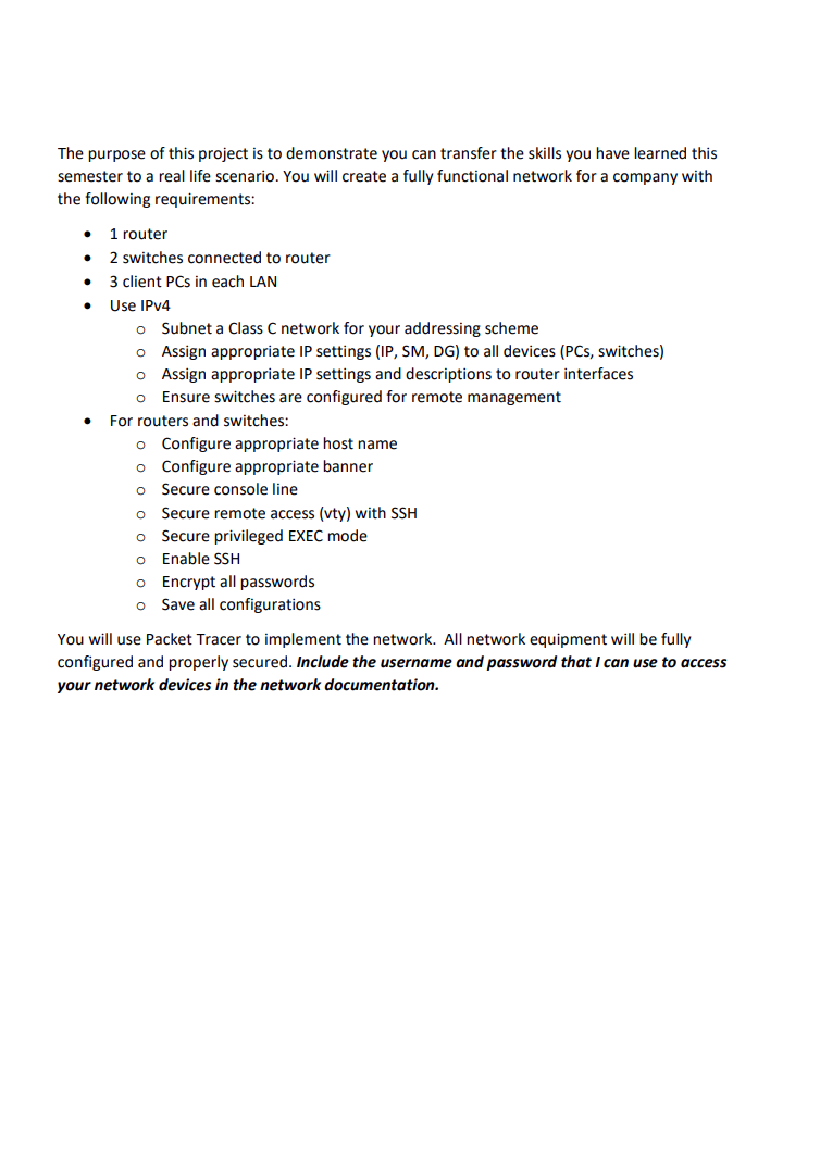 Solved . . The purpose of this project is to demonstrate you | Chegg.com