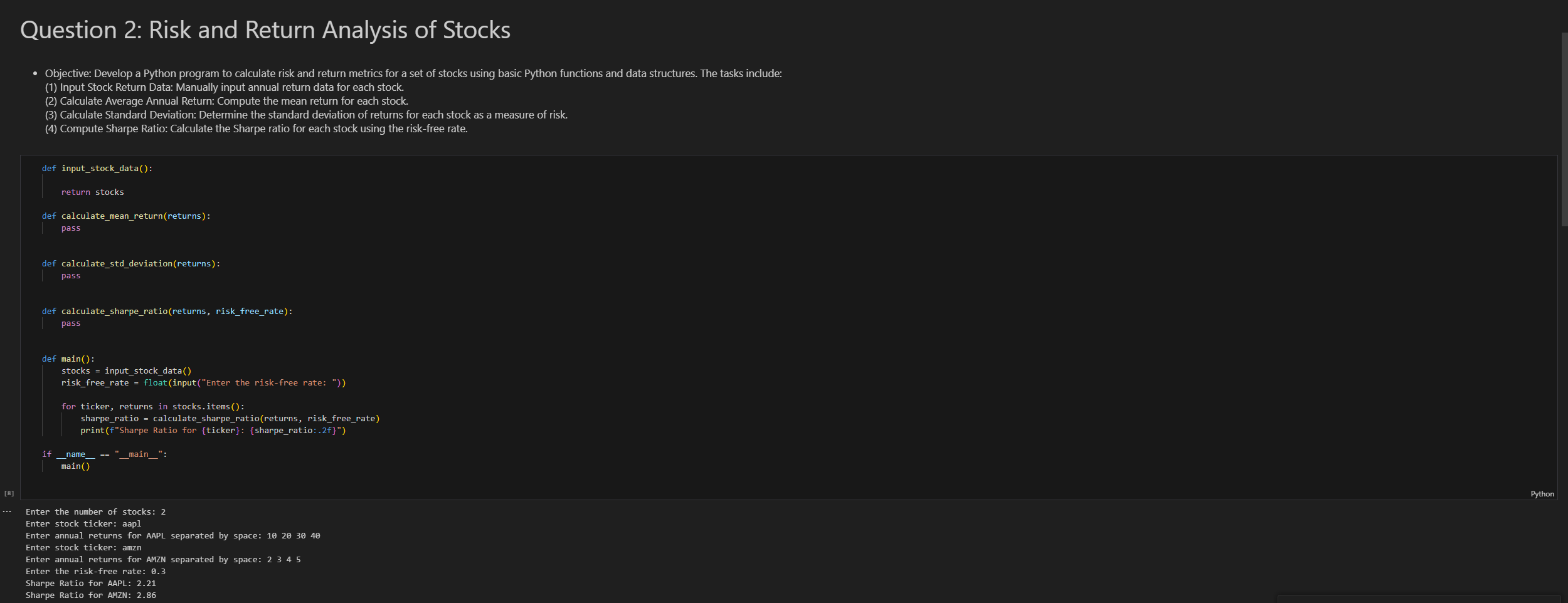 Solved Question 2: Risk and Return Analysis of | Chegg.com