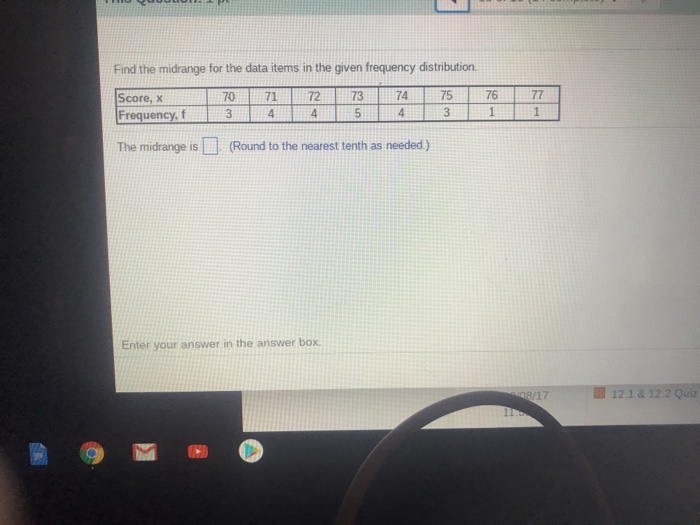 Solved Find the midrange for the data items in the given | Chegg.com