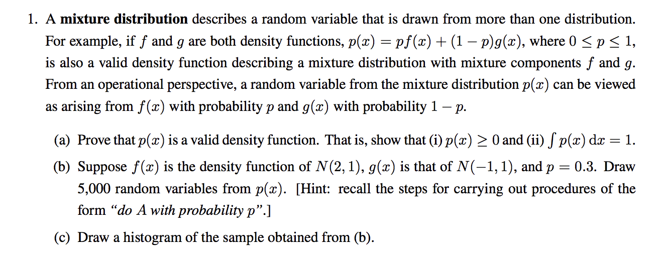 Solved 1. A mixture distribution describes a random variable | Chegg.com