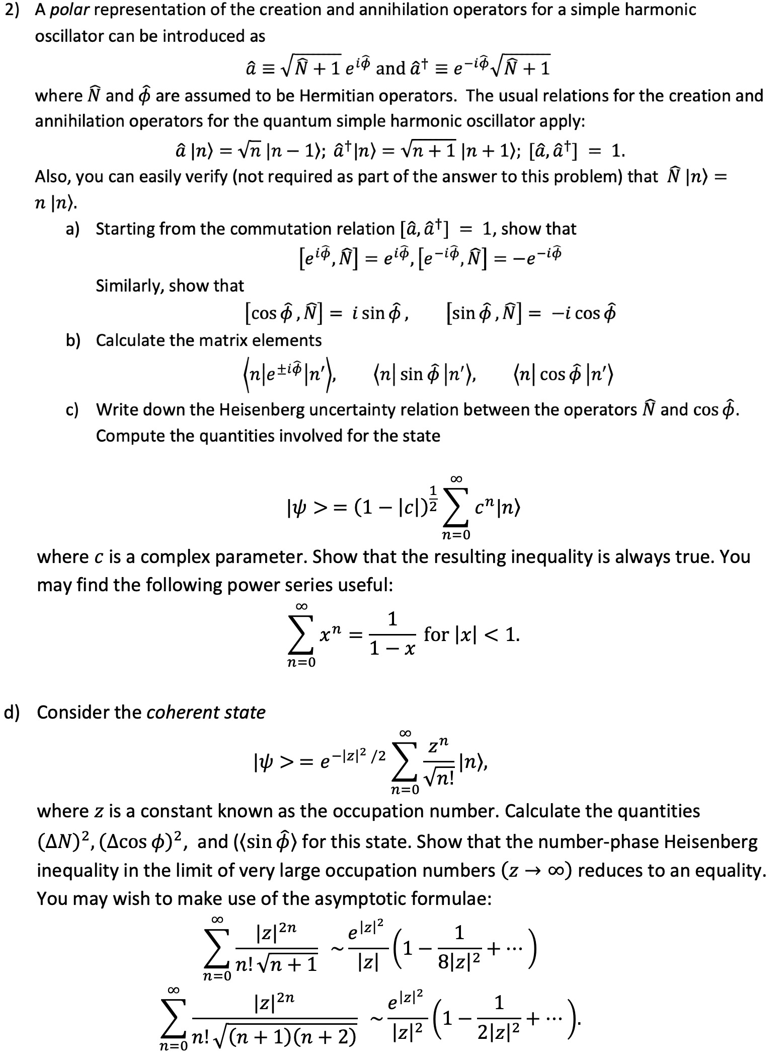 Solved A polar representation of the creation and | Chegg.com