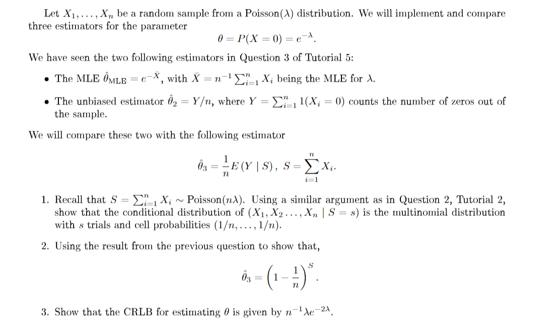 Solved Let X1,…,Xn be a random sample from a Poisson (λ) | Chegg.com