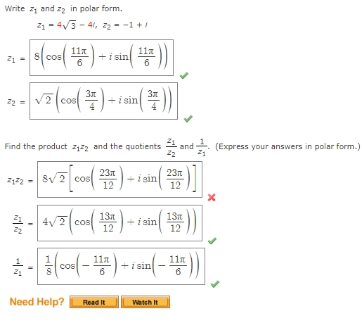Solved Write z1 ﻿and z2 in ﻿polar | Chegg.com