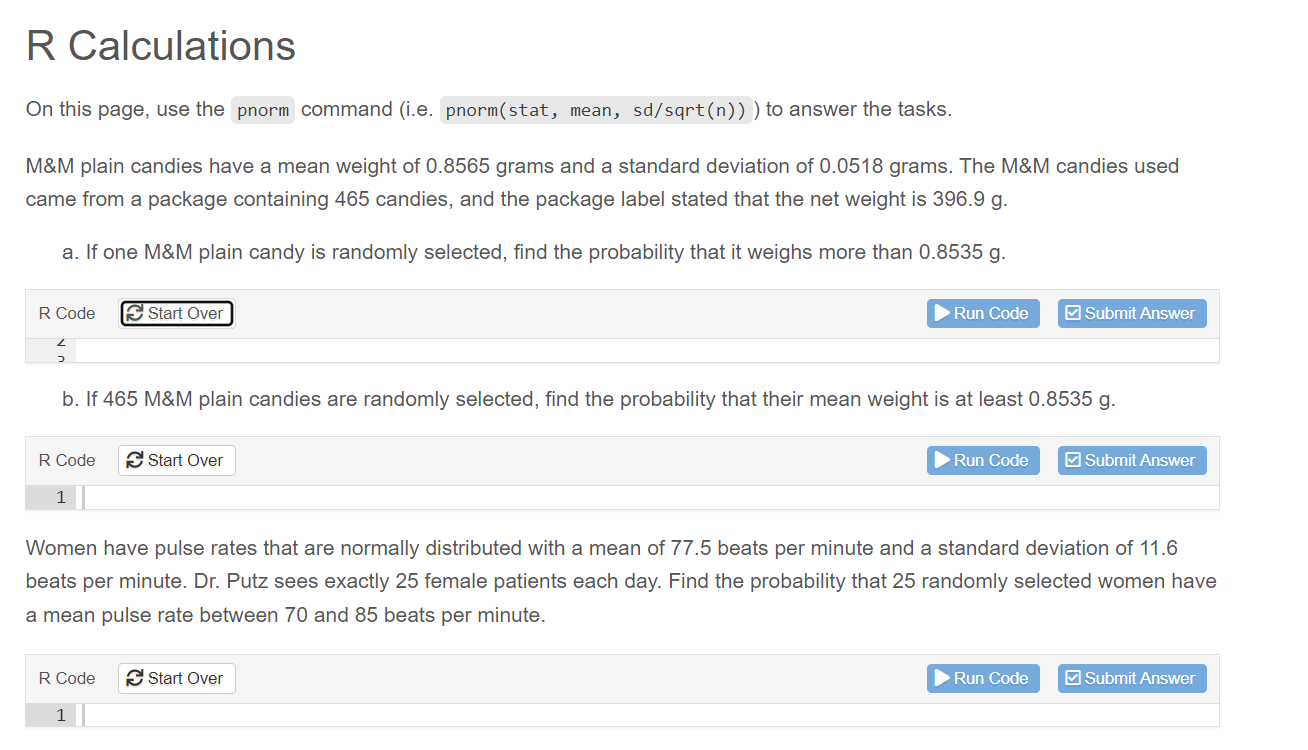 R calculations On this page, use the command (i.e. ) | Chegg.com