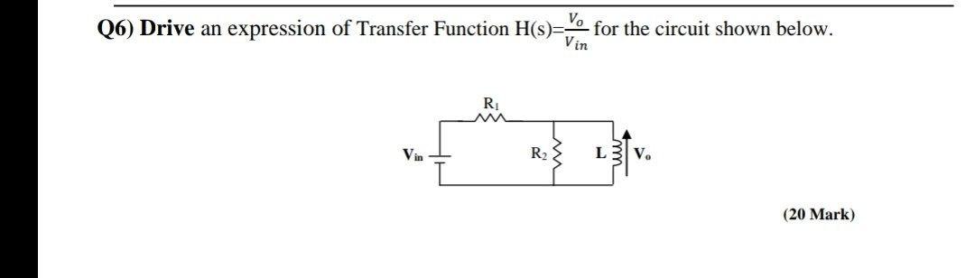 Solved V. (6) Drive an expression of Transfer Function H(s) | Chegg.com
