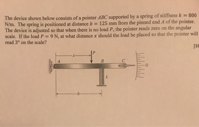 Solved The device shown below consists of a pointer ABC | Chegg.com