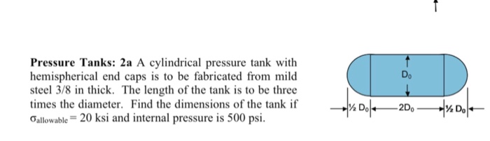 Solved Pressure Tanks: 2a A cylindrical pressure tank with | Chegg.com
