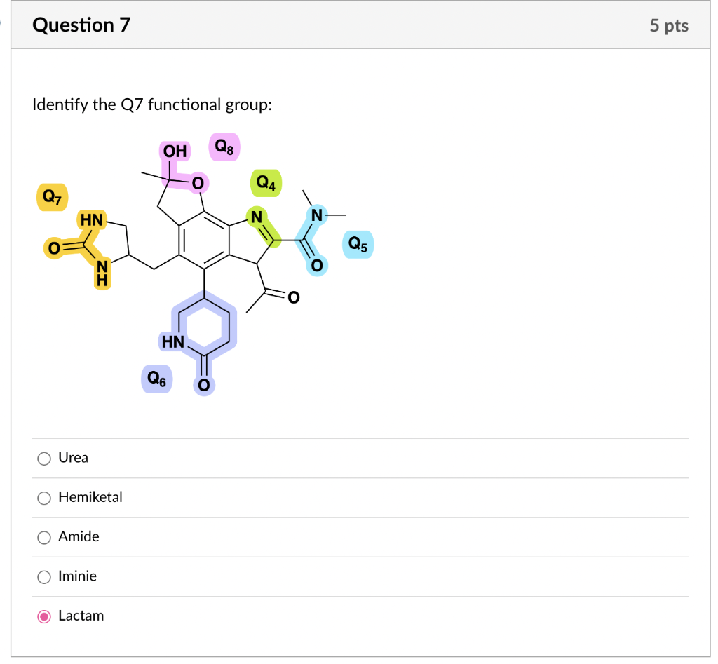 Identify the Q7 functional group: Urea Hemiketal | Chegg.com