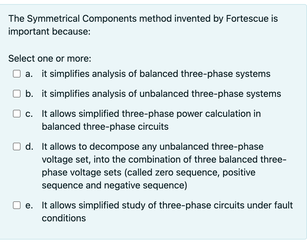 Solved The Symmetrical Components method invented by | Chegg.com