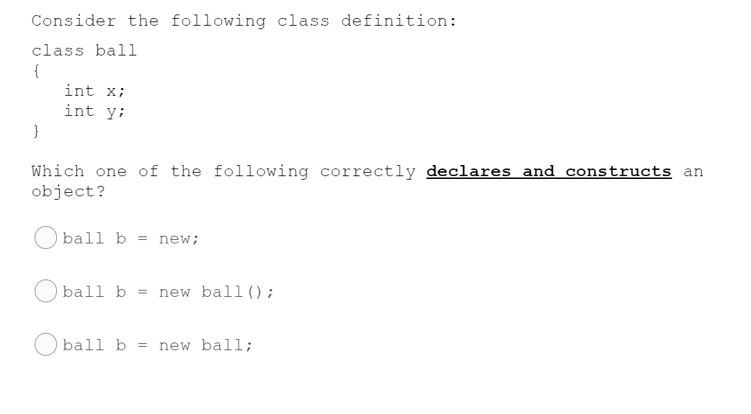Solved Consider the following class definition: class ball { | Chegg.com