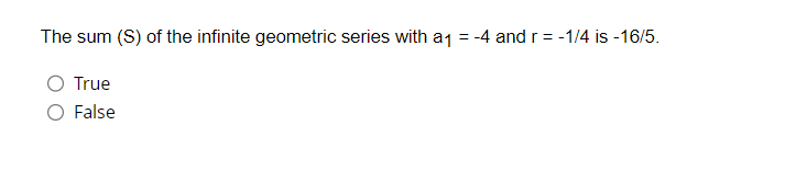Solved The sum (S) of the infinite geometric series with a1 | Chegg.com
