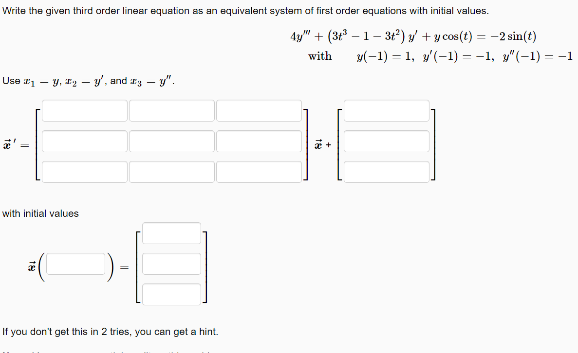 Solved Write the given third order linear equation as an | Chegg.com